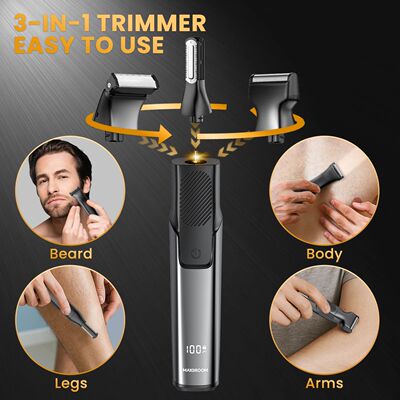 MAXGROOM Electric Body Hair Trimmer for Men Double-Sided Bla