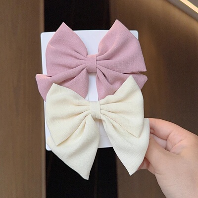 2PCS/Lot Solid Color Grosgrain Ribbon Hair Bows Boutique Ha
