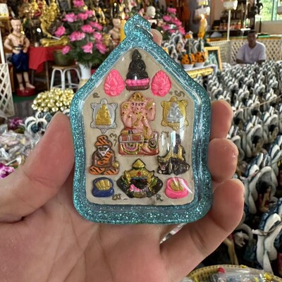 泰国佛牌 阿赞帝 彩会牌四面申 彩色亚克力防水壳4134