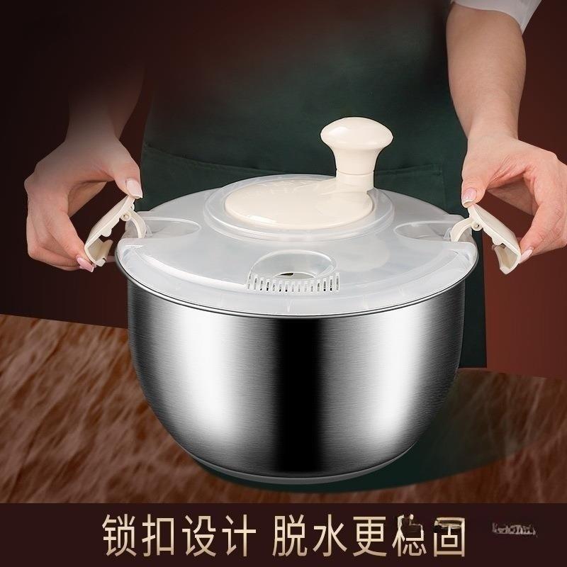 脱蔬菜脱水器不锈钢NJI手动拉果蔬甩沙干机家用洗果蔬水机菜