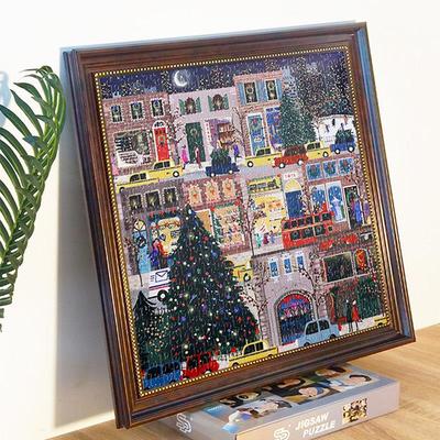 galison冬灯圣诞拼图框实木框架繁花1000片节日之夜礼物挂墙画框