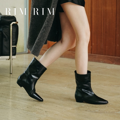 RIMRIM气质百搭马皮短靴低跟女