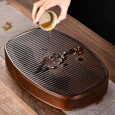 20公5新款茶盘家用小型EIB茶台宣竹茶托盘沥储水2茶具圆形办室实