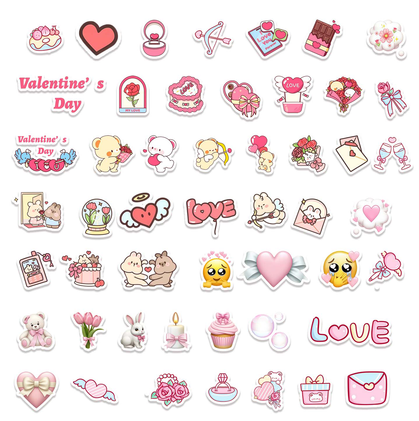 ValentinesDay爱心贴纸甜蜜节日氛围感DIY手账手机壳文具装饰素材