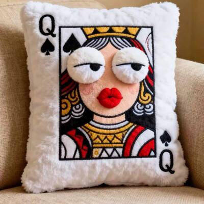 Creative plush embroidered playing card pillow / cushion