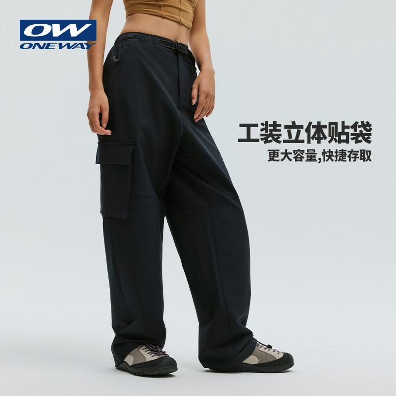 【ELAA小青松】ONEWAY女运动裤春休闲宽松长裤户外大码防泼水伞裤