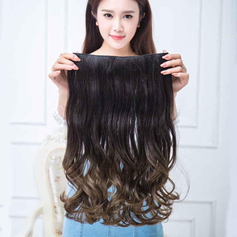 渐变色亚麻灰色一片式假发女长卷发大波浪假发片隐形无痕卷发片