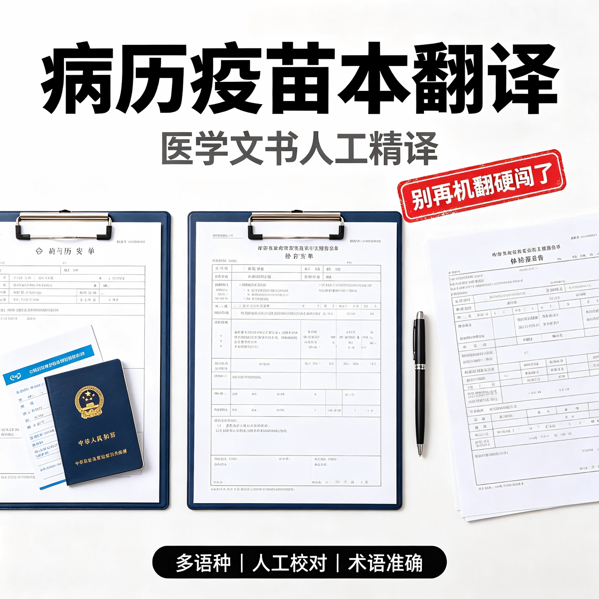 医学翻译病例处方翻译认证疫苗本英语病历人工翻译服务公司多语种