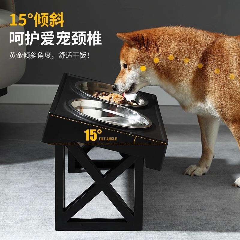 宠物用锈防品WYL猫碗狗碗不钢打翻猫狗食具饮水慢器食碗二合一宠