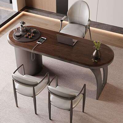 意式极简实木茶桌桌现代奢阳台小型户茶台客轻厅家用简约茶椅WVA