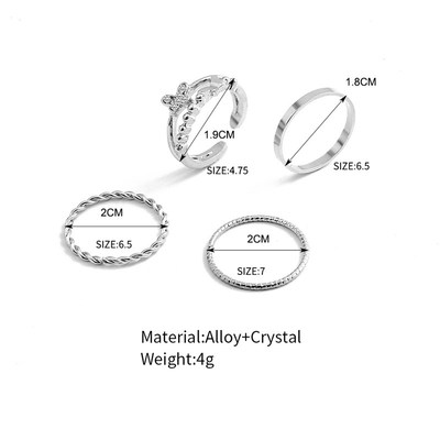 极速Butterfliy Metal 4pcs set Rings women蝴蝶4件套戒指 关节