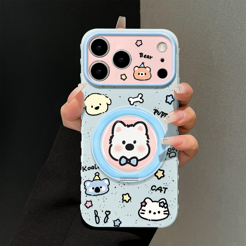 可爱西高地适用苹果17promax手机壳15旋转支架iphone16硅胶14卡通