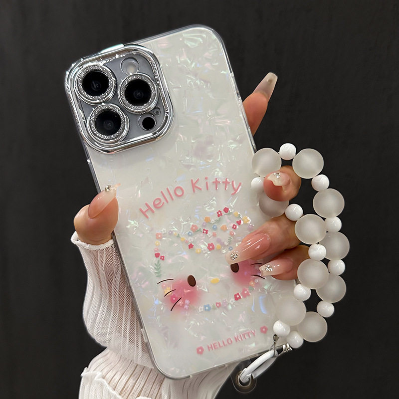 碎花猫咪手链适用苹果17promax手机壳iphone15可爱16全包镜头14女