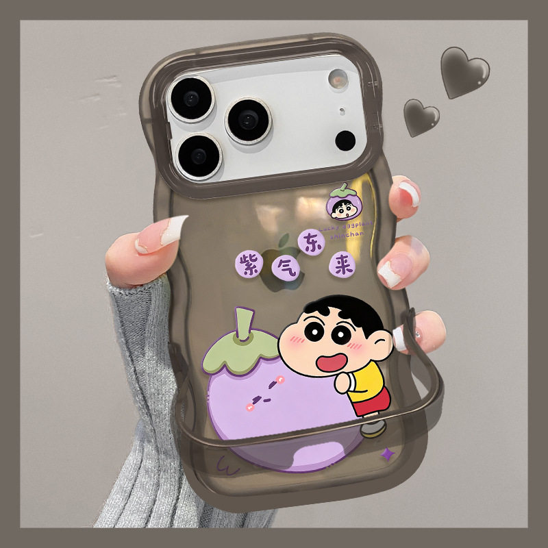 紫气东来小新适用苹果16promax手机壳iphone17硅胶15创意14双支架