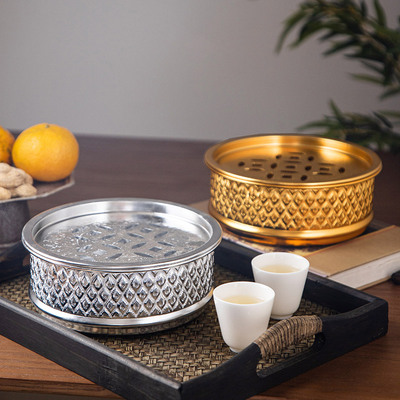 极速泰式锡制茶盘家用茶海沥水盘圆形储水盘办P公会客干泡茶台茶