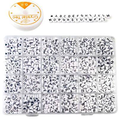 1200pcs Round Letter Beads for Jewelry Making,With Crystal L