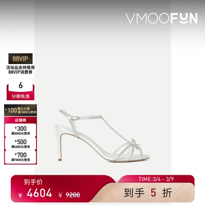 【38焕新周】Rene Caovilla 女蝴蝶结细节丝缎高跟鞋时装凉鞋