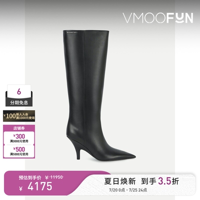 Alexander Wang 秋冬女黑色皮革及膝长靴