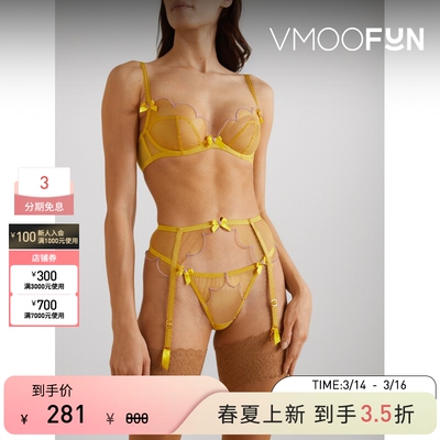 Agent Provocateur 春夏女蝴蝶结缀饰刺绣绢网吊袜腰带