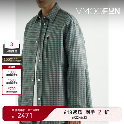 【618返场】OAMC 秋冬男宽松品牌标志贴花千鸟格棉质混纺外套