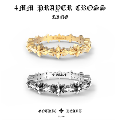哥特之心4MM神祈十字戒指