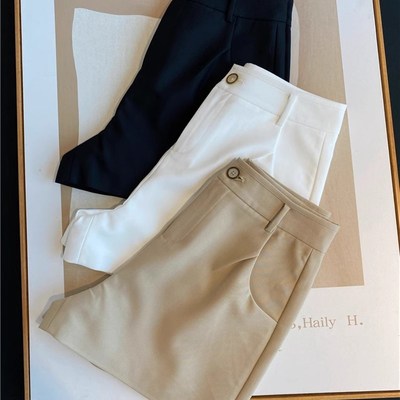 定制抗皱面料挺括有型百搭显瘦高腰休闲西装M短裤宽松a字阔腿女夏