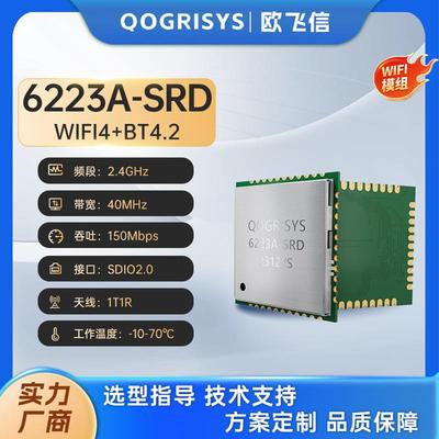 低功耗WiFi蓝牙二合一 RTL8723DS SDIO接口 2.4G无线智能音箱模块