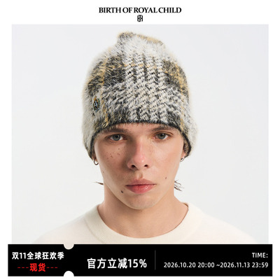 BIRTH OF ROYAL CHILD.BORC 格纹提花冷帽复古提花亲肤羊毛混纺