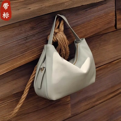 香港半半&坡如愿HOBO包牛皮手提包女2025新款大容量斜挎腋下包