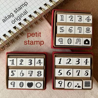 【现货】日本新品aitag数字星期木质印章套组 自由组合小字手帐用