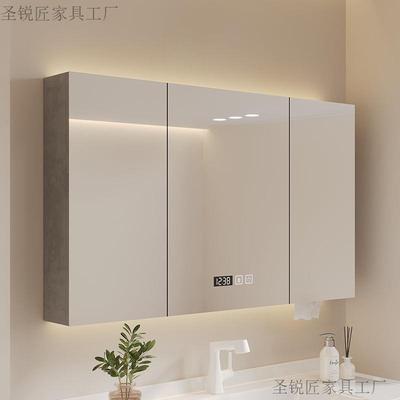 卫生间挂墙式置物架浴室储物柜智能单独镜柜实木化妆镜收纳置放架