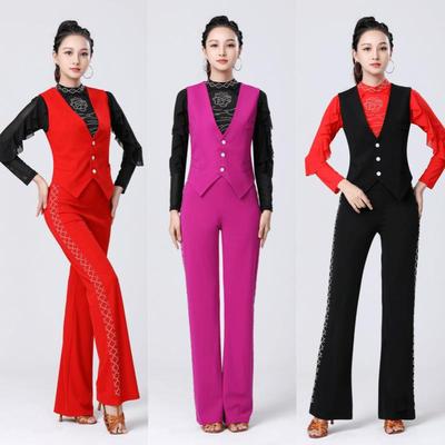 2023吉特巴女新款舞蹈马甲广场舞摩登舞拉丁舞三步踩百搭跳舞坎肩