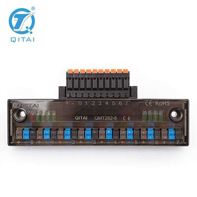 QMT282-8端子台弹簧接线带防尘盖快速接线输入输出IO信号分线盒
