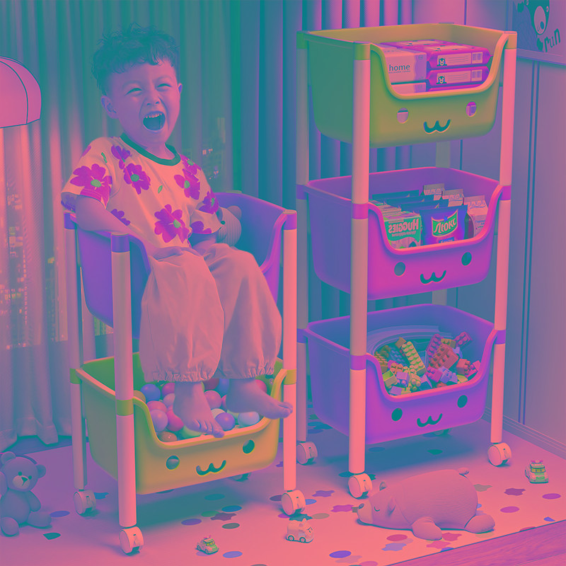 儿童玩具收纳架置物架家用多层零食可移动小推车书架绘本架整理架
