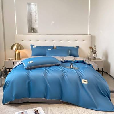 新款色60060水天丝四洗件被套纯简约时尚春夏凉感真丝床单套床上