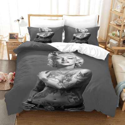 3D立体个性四件套亲肤棉Marilyn Monroe被套床单黑色欧式床品套件