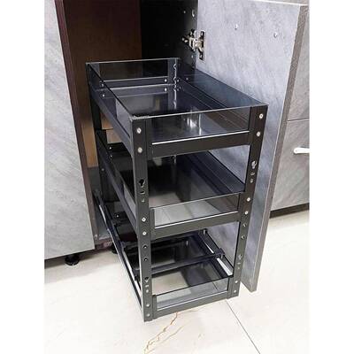 橱柜拉篮窄柜调味篮调味架多层储物柜底轨铝合金角150柜