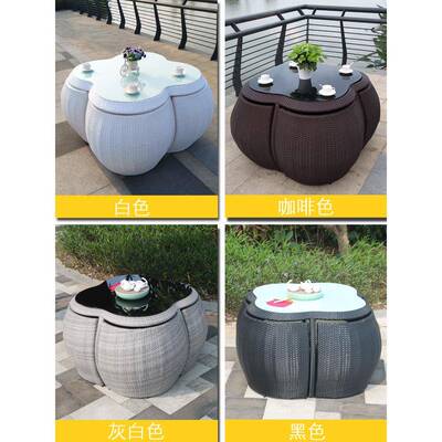 户椅外桌椅庭院带伞室外露天台防YZ-0036藤编院子花园水茶桌藤组