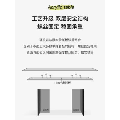 KWO亚克力餐桌板简悬浮餐桌椅组合极方形长家用小岩户型饭桌现代