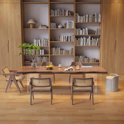 去代化泡茶桌实木书桌椅厅组合现简约家用餐桌DLO客悬浮长条桌工