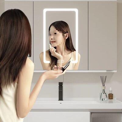 风卫生间收纳浴镜储物实木室智能折叠隐藏水78342置物架镜单独柜