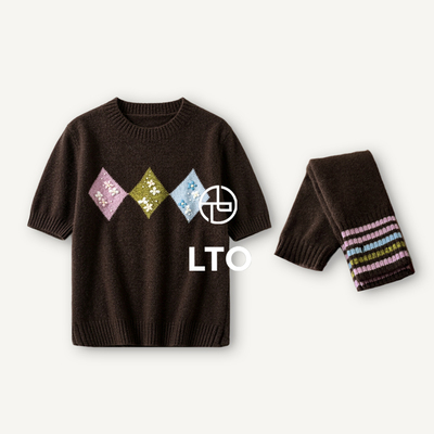 辣椒姐LTO【菱格袖衫】100%牦牛绒菱格慵懒风针织衫#260365565