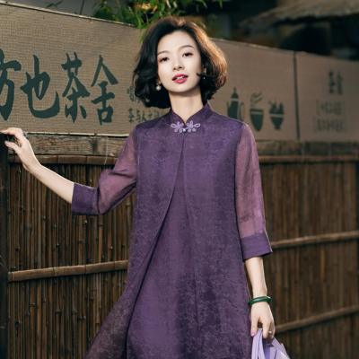 改良明制提花盘扣新中式连衣裙女
