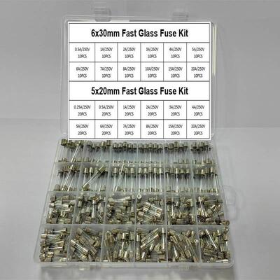 24规格360Pcs盒装5*20 +6*30Mm玻璃保险丝组合套件0.25A-20A