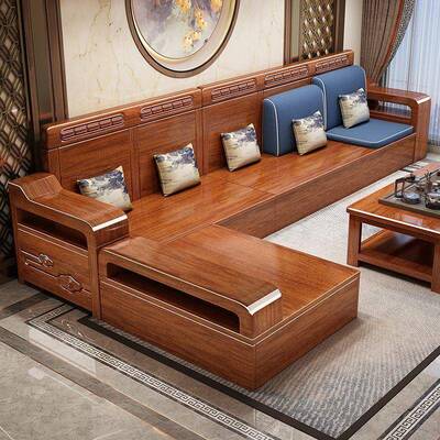 川桃组木XRN堂胡现木实木沙发合家用客厅储物冬夏代两用简约小户
