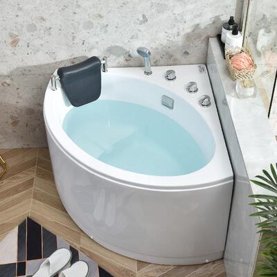 三.角浴缸小户型0.091米拐角扇形温智8能恒加热冲浪按41摩浴缸