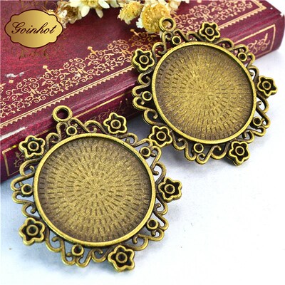 A2818 合金底托双面 单面花朵吊坠托 DIY饰品配饰 30MM  30个/包
