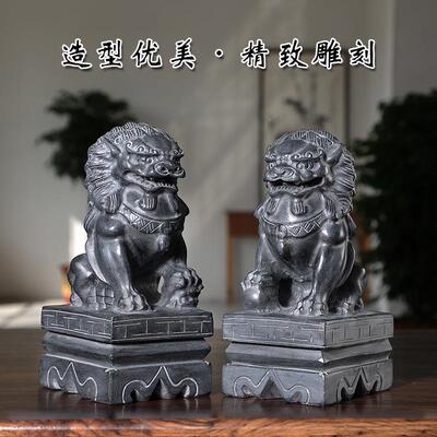 石子摆件Ejw6NNTK狮一对家用门前门口看门墓前迷狮你小石雕石头青