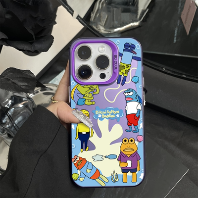 14plus卡通小米15Ultra可爱比奇堡居民苹果16手机壳12ProMax适用硬iPhone13彩银真我gt7pro卡通荣耀400高级感