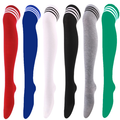 cosplay女士3条杠过膝长筒袜子日系女袜欧美学院风条纹袜JK袜